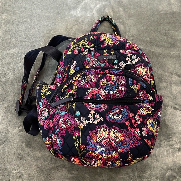 Vera Bradley | Bags | Vera Bradley Mini Small Backpack Blue With Bright ...
